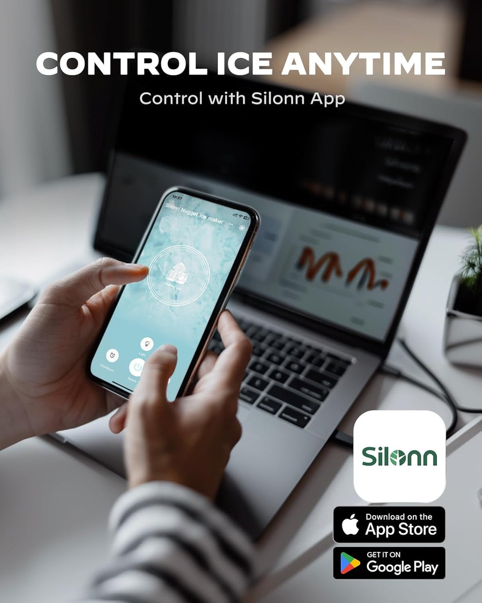 Smart Countertop Nugget Ice Maker (33 Lbs) – Silonn