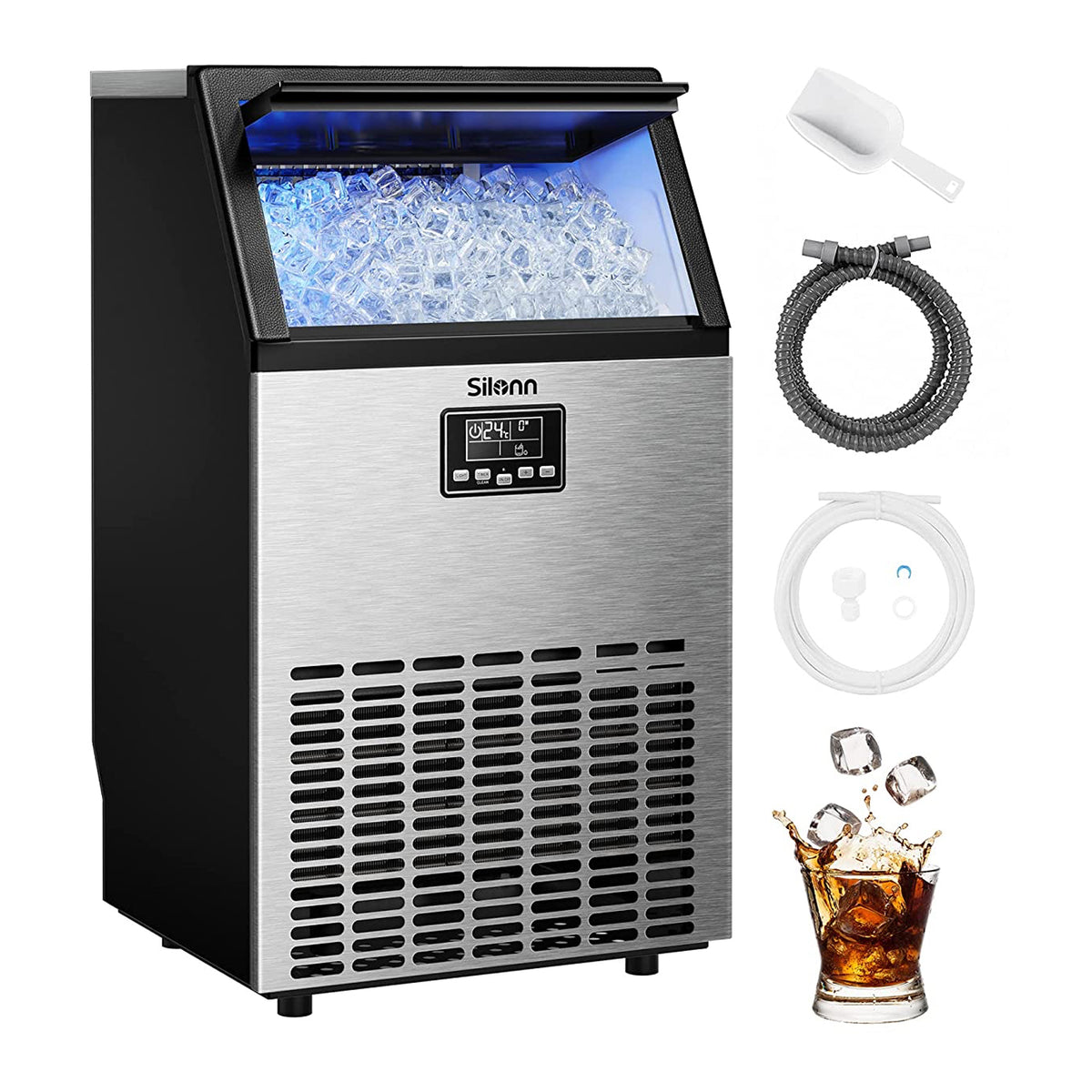 Commercial Cube Ice Maker with LCD Screen (150 Lbs) – Silonn